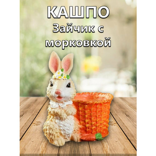 Кашпо Зайчик с морковкой