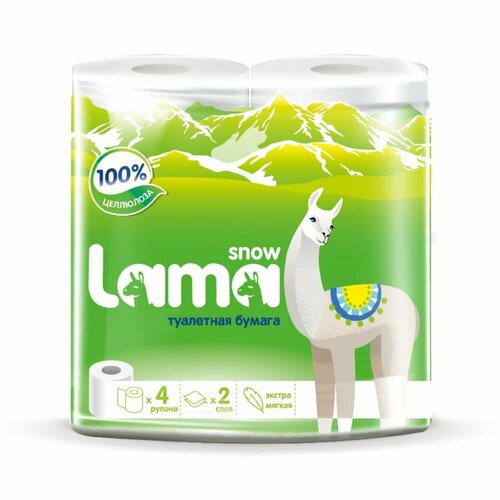 Lama Snow Туалетная бумага, 2-х слойная, Яблоко, 4 рулона