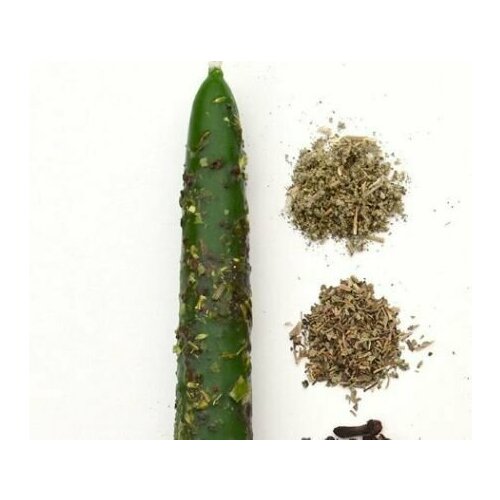 Свеча магическая с травами "Денежное Благополучие", зеленая, 21 см