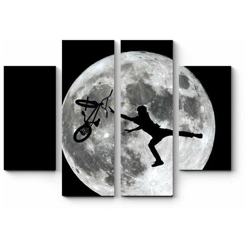 Модульная картина Силуэт байкера на фоне луны200x150