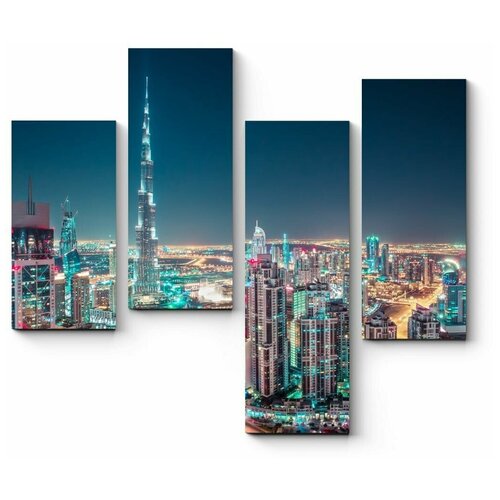 Модульная картина Сияющие огни Дубая 64x60