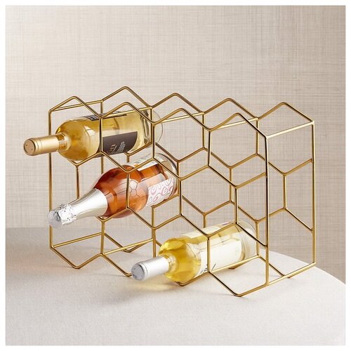 Koopman Подставка для вина на 11 бутылок Фанесса 45*30*15 см золотая 404001430