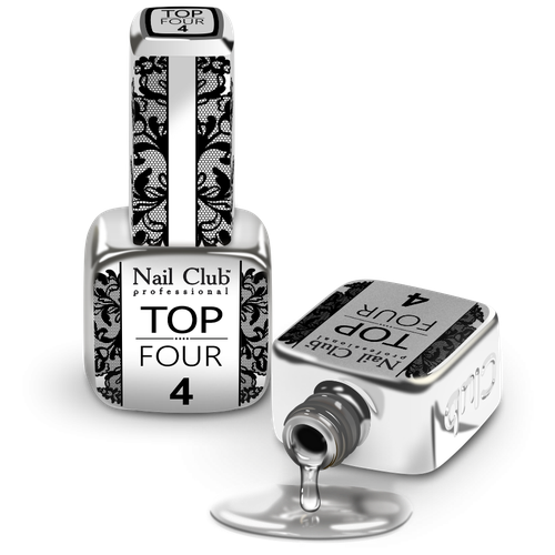 Nail Club professional Топовое покрытие для ногтей / топ для гель-лака / финиш для ногтей TOP FOUR 4, 18 мл/ 1шт.