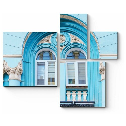 Модульная картина Голубой фасад с лепниной112x93