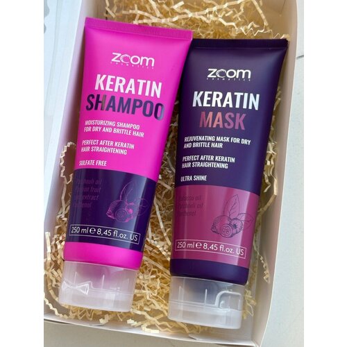 Комплект для домашнего ухода ZOOM Keratin Шампунь 250 ml + Keratin Маска 250 ml (NEW)