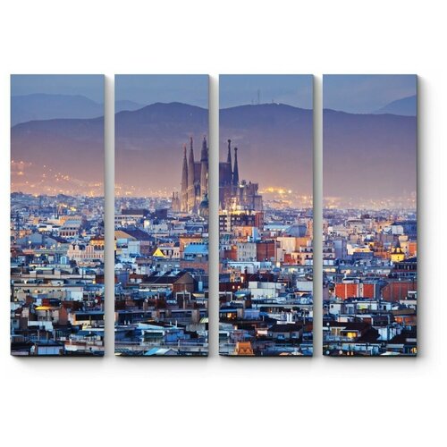 Модульная картина Величественная Барселона в сумерках100x75