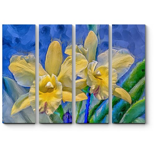 Модульная картина Нежные желтые орхидеи 90x68