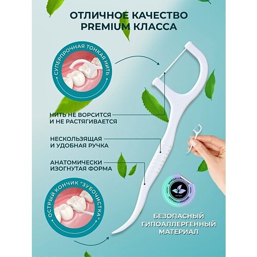 Зубная нить, флоссер, зубочистка, зубная нить с зубочисткой, набор зубных нитей, набор для чистки зубов