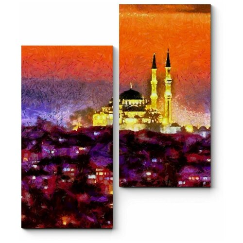 Модульная картина Сияющий Стамбул ночью 40x50