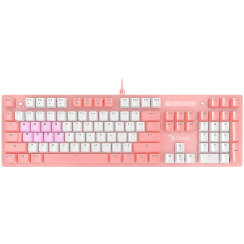 Механическая клавиатура A4Tech Bloody B800 Dual Color, розовый/белый