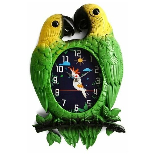 Часы настенные, серия: Детские, Попугаи, плавный ход, 35 х 54 см, циферблат 24 х 19 см
