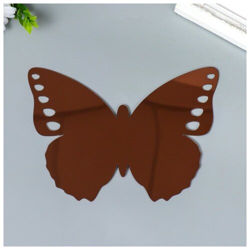 Наклейка интерьерная зеркальная Бабочка ажурная шоколад 21х15 см