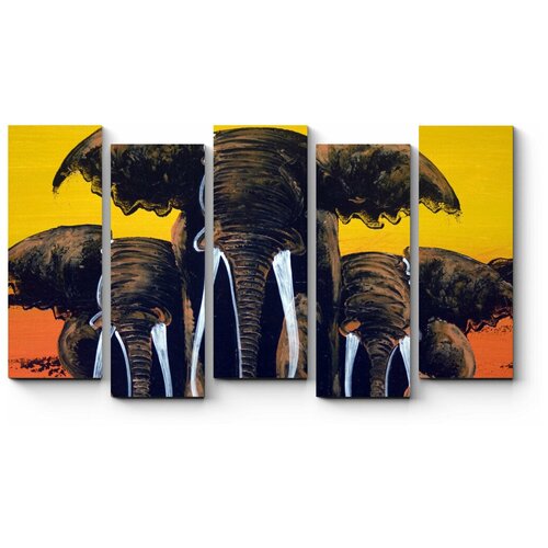Модульная картина Могучее трио слонов 100x58