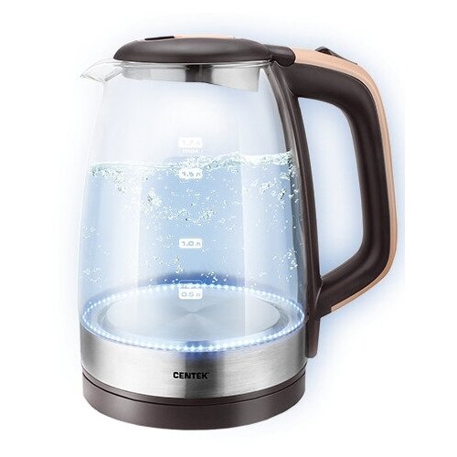 Чайник Centek CT-0065 стекло, 1.7л 2200Вт, LED-подсветка, мерная шкала, защита от вкл б/воды