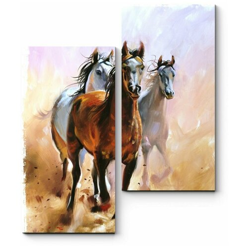 Модульная картина Трио бегущих по пустыне 80x100