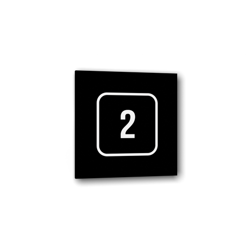 Табличка "2", Глянцевая линейка, цвет Черный, 10 см х 10 см