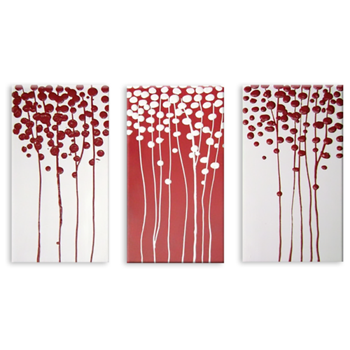 Модульная картина на холсте "Красно-белые капли" 90x55 см