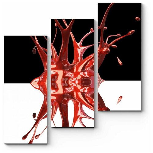 Модульная картина Всплеск красного 110x117