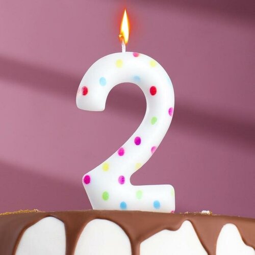 Свеча в торт на день рождения «Конфетти», цифра "2" , гигант, 9 см, 2 штуки