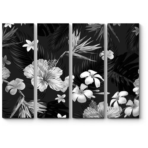 Модульная картина Черно-белый цветочный узор 170x128