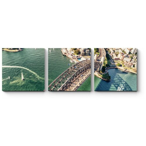 Модульная картина Пролетая над солнечным Сиднеем 200x67