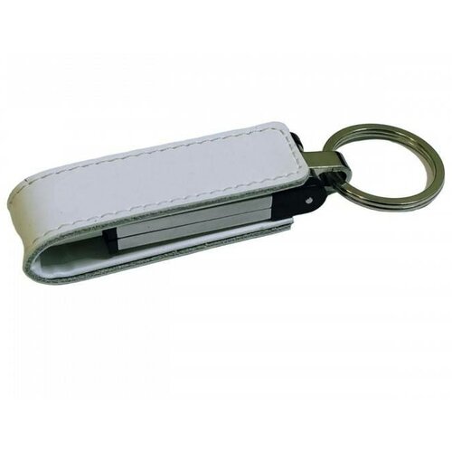 Подарочная флешка кожаная узкая на магните белая, оригинальный сувенирный USB-накопитель 16GB