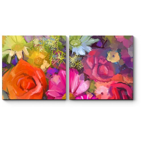 Модульная картина Яркий букет цветов 130x65