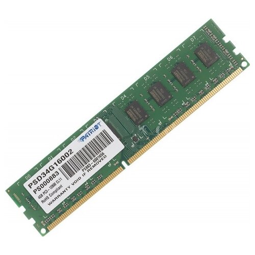 Оперативная память Patriot Memory 4 ГБ DDR3 1600 МГц DIMM CL11 PSD34G16002