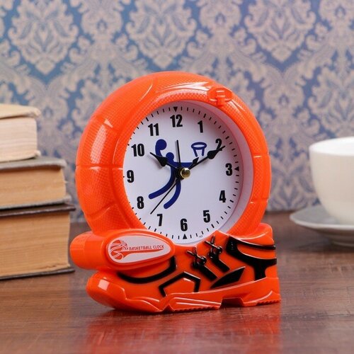 SUI Часы - будильник настольные "Баскетбол", дискретный ход, циферблат d-8 см, 14 х 12 см, АА