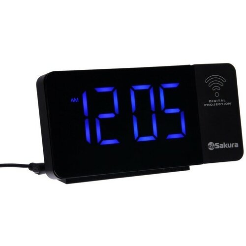 Часы-будильник Sakura SA-8522, проекторные, будильник, радио, 1хCR2032, черные, SAKURA