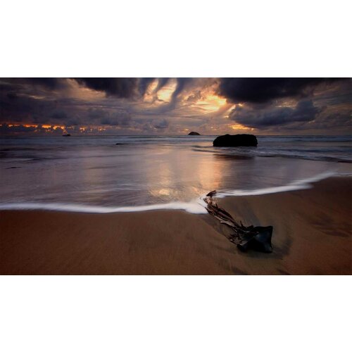 Картина на холсте 60x110 Альянс Лес "Пляж море небо Новая Зеландия" на подрамнике / интерьер/ декор