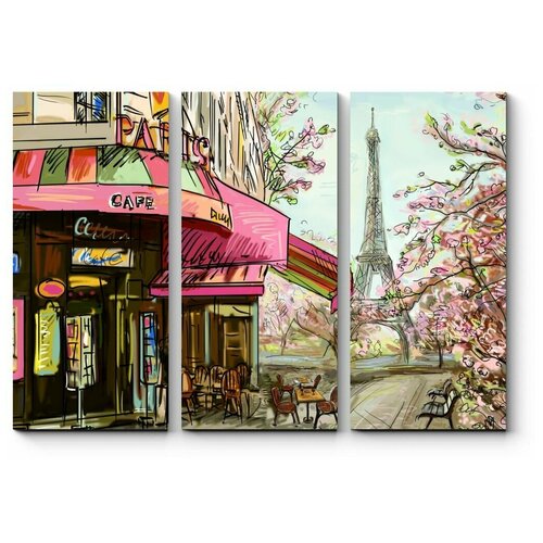 Модульная картина Весенний Париж80x57