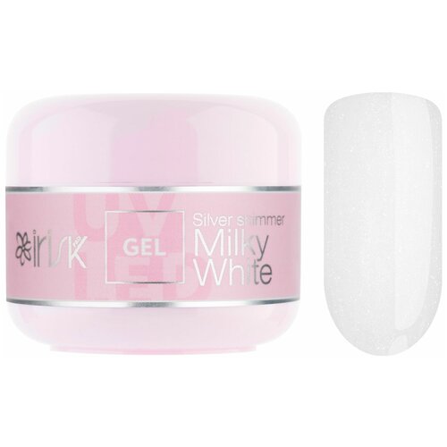 IRISK Гель для наращивания, моделирования ногтей с шиммером ABC, оттенок № 13 Milky White (Silver shimmer)