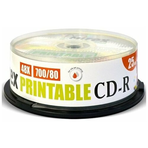 Диск CD-R Mirex 700Mb 48x Cake Box Printable (25шт) (200932)