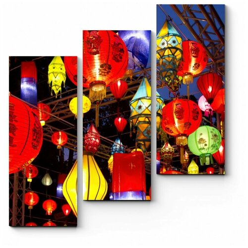Модульная картина Волшебный свет китайских фонариков, Гонконг 80x85