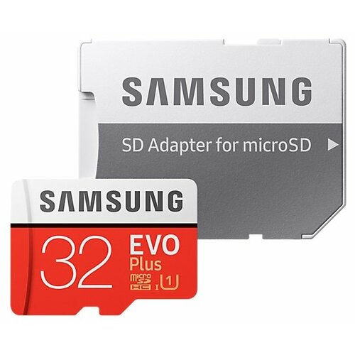 Карта памяти Samsung microSDHC 32 ГБ Class 10, UHS-I, R/W 95/20 МБ/с, адаптер на SD, 1 шт., красный
