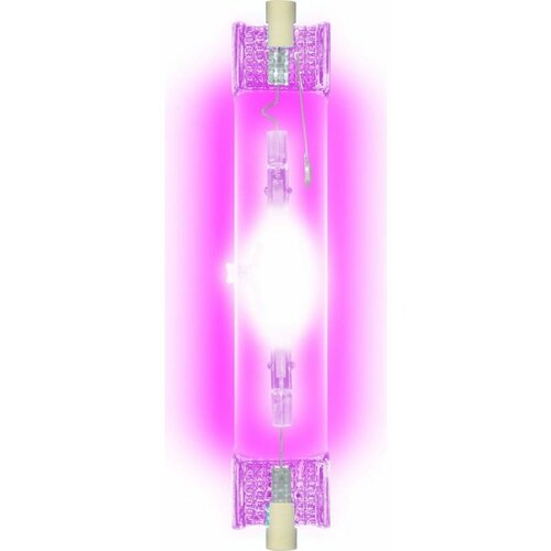 4851 Uniel Лампа металогалогенная линейная обладает цоколем R7s и мощностью 150 вт, пурпурный цвет свечения MH-DE-150/PURPLE/R7s картон