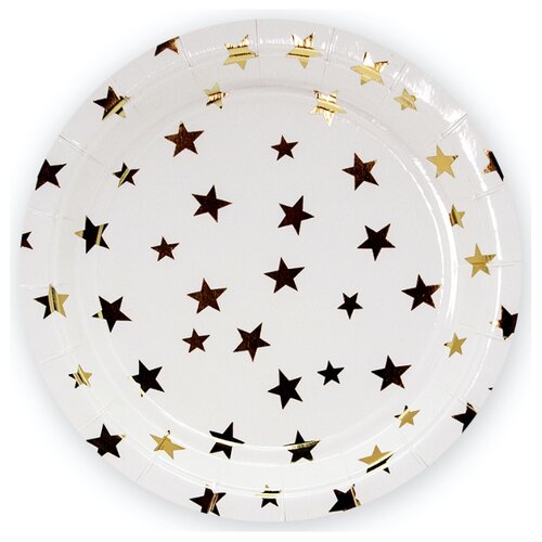Ukid GIFT Набор одноразовых тарелок "Золотые звезды", 7'/18 см - 6 шт