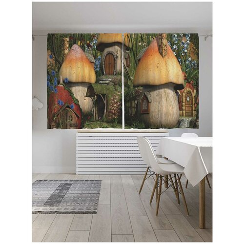 Классические шторы JoyArty "Сказочные домики", серия Oxford DeLux, 2 полотна 145x180 см