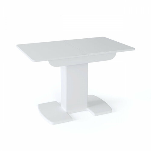Обеденный стол, DecoLine, Вегас ПР, стекло белое матовое, белый, прямоугольный, раскладной, на одной ноге