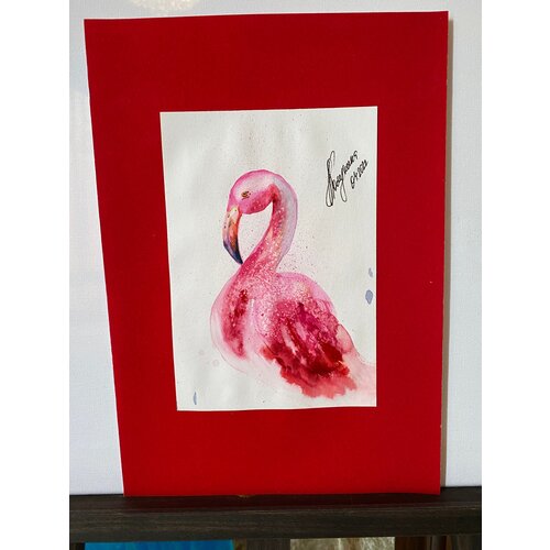 Картина Акварель Фламинго на бархате