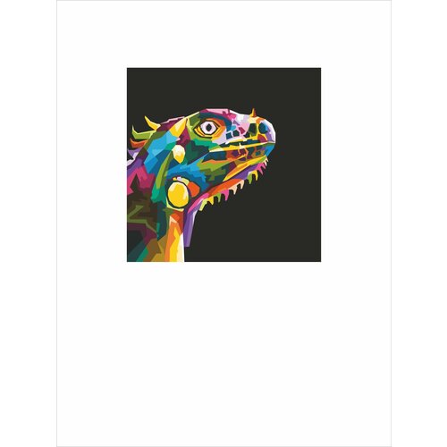 Картина Art IrbisPrint, Игуана в стиле поп-арт, 60х60 см натуральный холст на подрамнике