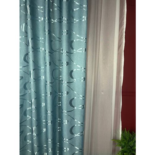 AMIR GROUP Комплект готовых блэкаут штор из рогожки с узорами, размер 550x270 см