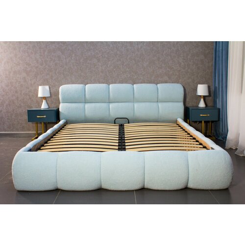 VIERO Кровать Букле мягкое изголовье с размером спального места 180*200 с ортопедическим основанием, без подъемного механизма