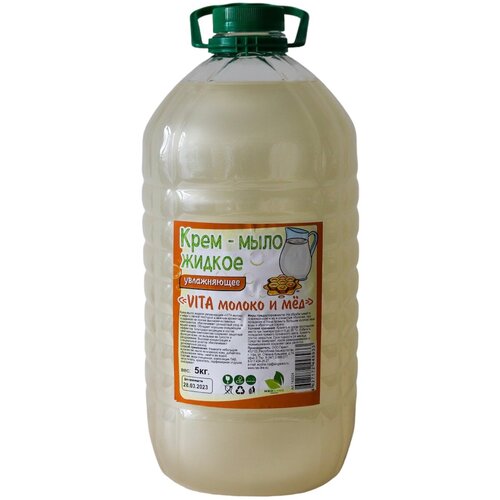 Увлажняющее крем-мыло жидкое 5 литров с ароматом Молоко-мёд, Ecoline "VITA"