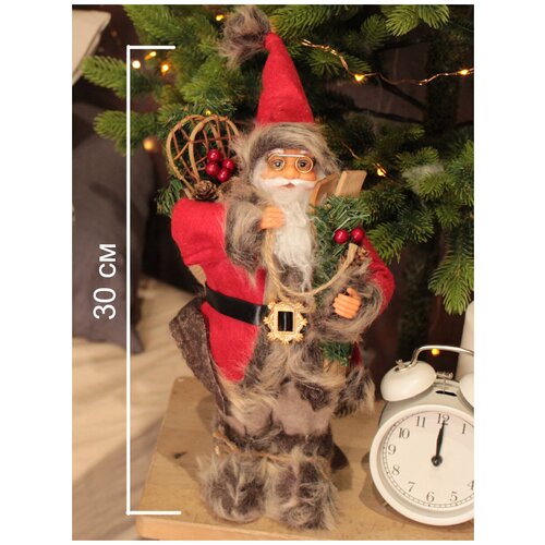 Санта Клаус /Дед мороз статуэтка под елку 30 см /Добрый Санта Клаус с лыжами! Очаровательный Дед Мороз