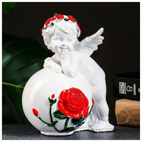 Хорошие сувениры Фигура "Ангел на шаре с розой" 18х14см