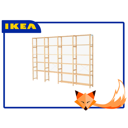 Стеллаж деревянный напольный IKEA Ivar 344х50х226 см, 22 полки, сосна