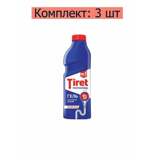 Tiret Гель Professional для устранения засоров в трубах, 1000 мл, 3 шт