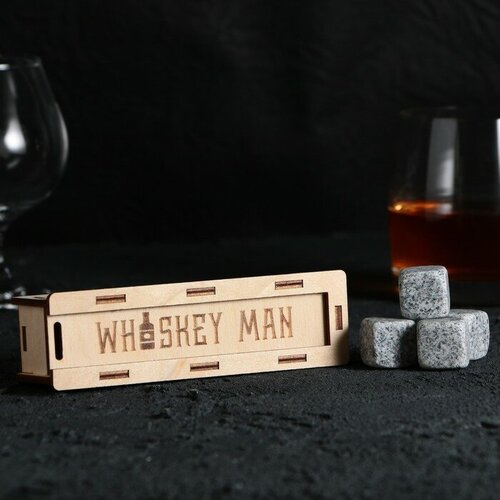 Дорого внимание Камни для виски в деревянной шкатулке с крышкой Whiskey man, 4 шт
